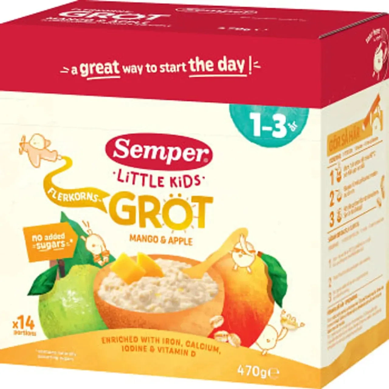 Semper Flerkornsgröt Apple & Mango 1-3 År - Multigrain porridge 470 g ...
